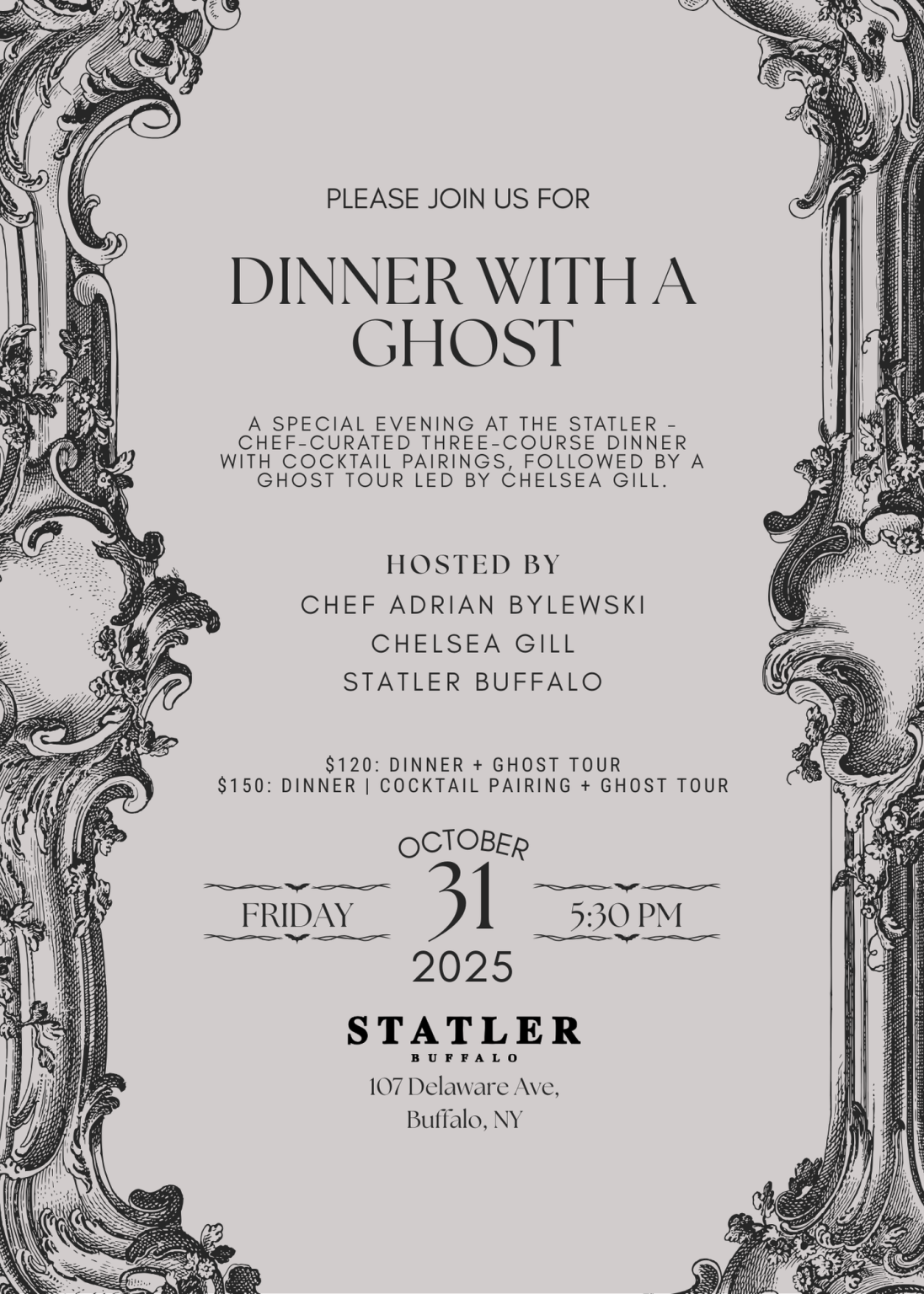 Halloween Night: Dinner with a Ghost – Statler Buffalo